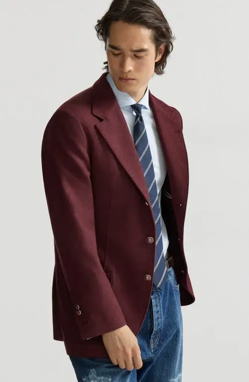 Brunello Cucinelli Cashmere Panama Deconstructed Blazer With Patch Pockets And Metal Buttons