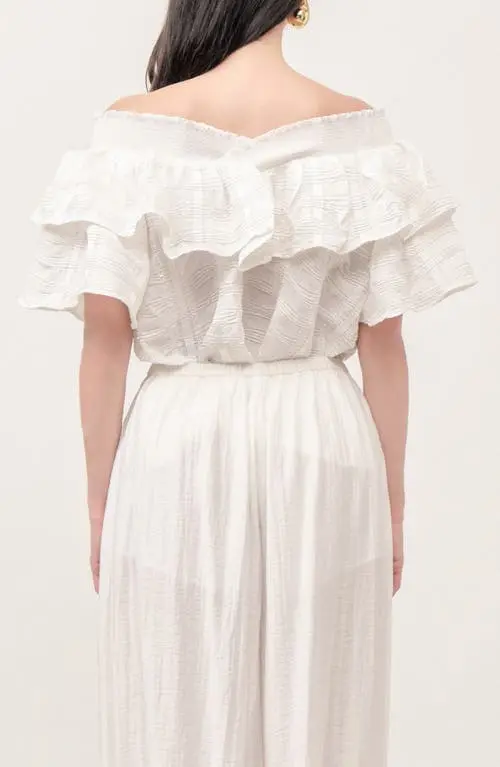 MAUDE CLUB Aurora Ruffle Off The Shoulder Top