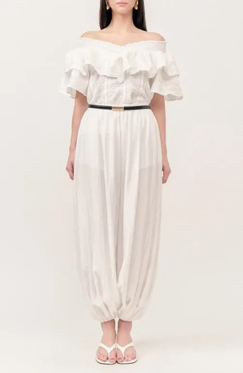 MAUDE CLUB Aurora Ruffle Off The Shoulder Top