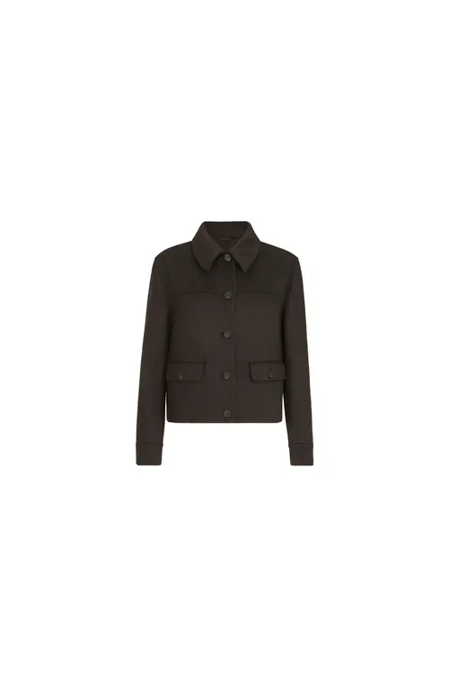 Brunello Cucinelli Hand-crafted Cashmere Beaver Double Cloth Jacket With Monili - Pine Cone Brown