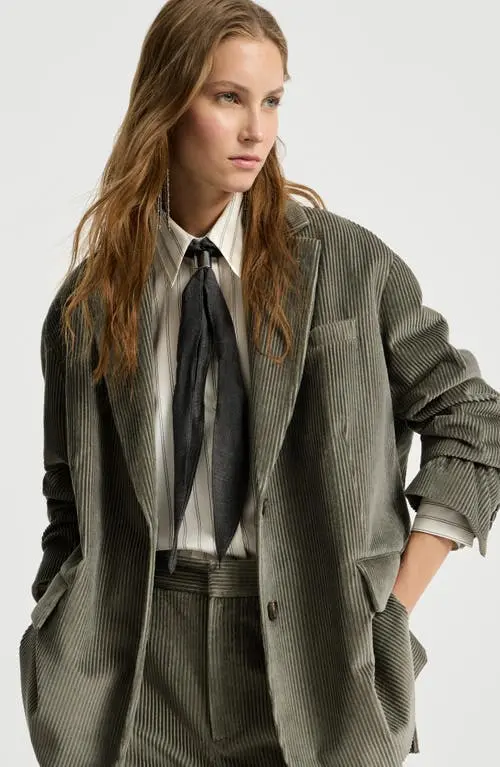 Brunello Cucinelli Cotton Corduroy Blazer With Monili