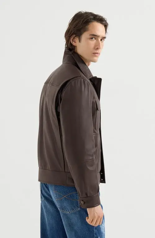 Brunello Cucinelli Nappa Leather Outerwear Jacket With Thermore® Padding