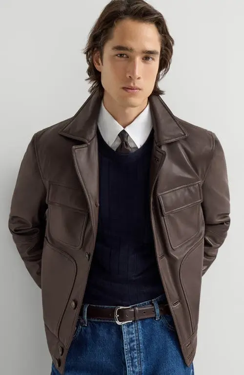 Brunello Cucinelli Nappa Leather Outerwear Jacket With Thermore® Padding