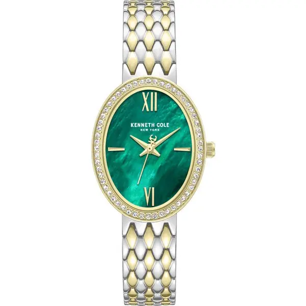 KENNETH COLE Oval Mother-of-pearl & Crystal Bracelet Watch - Green/two Tone