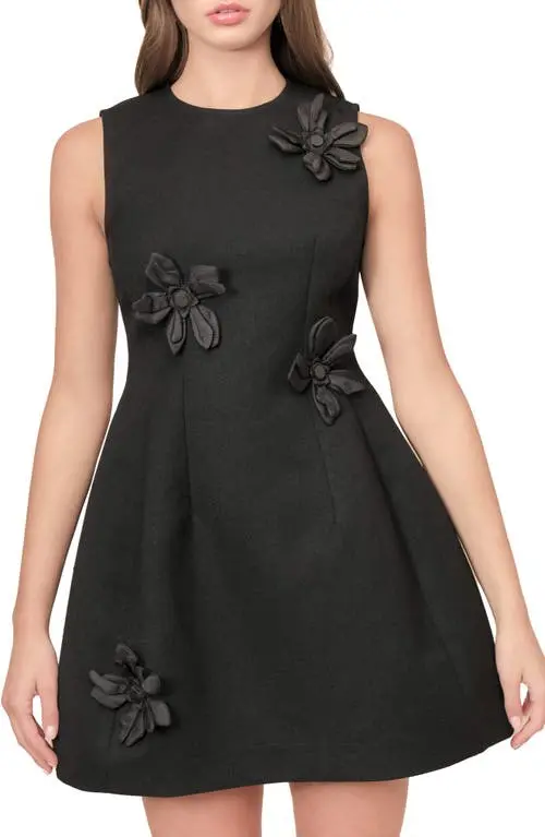 MAUDE CLUB Loretta Floral Appliqué Sleeveless Mini Dress