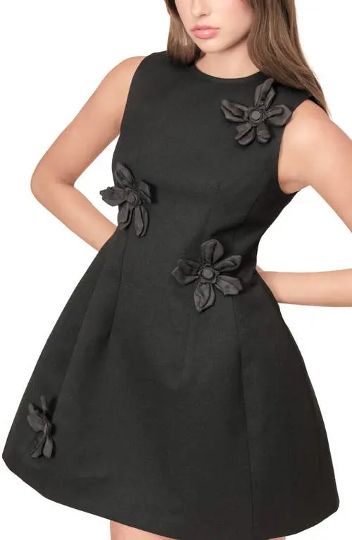 MAUDE CLUB Loretta Floral Appliqué Sleeveless Mini Dress