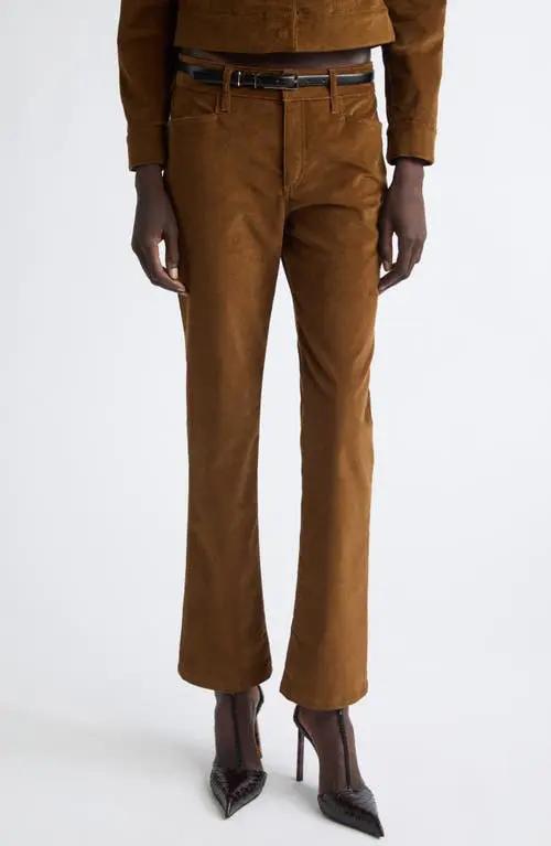 TOM FORD Stretch Cotton Velvet Skinny Flare Pants - Tobacco