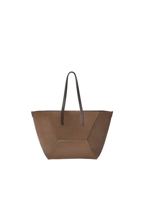 Brunello Cucinelli Bc Duo Suede Bag With Monili - Brown
