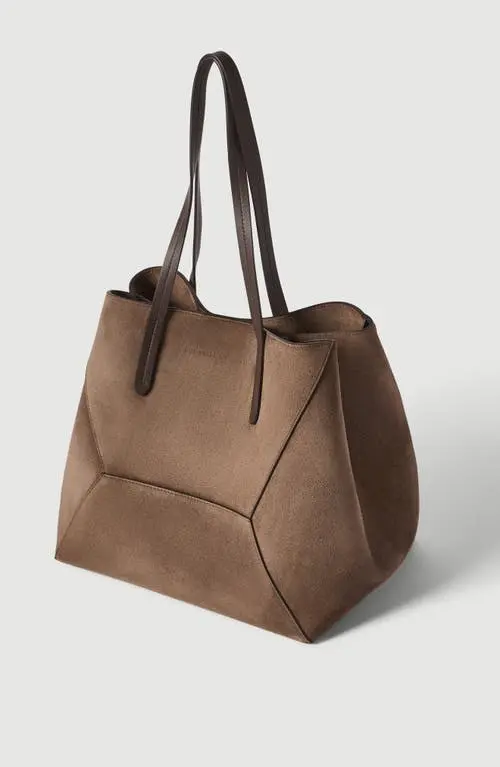Brunello Cucinelli Bc Duo Suede Bag With Monili - Brown