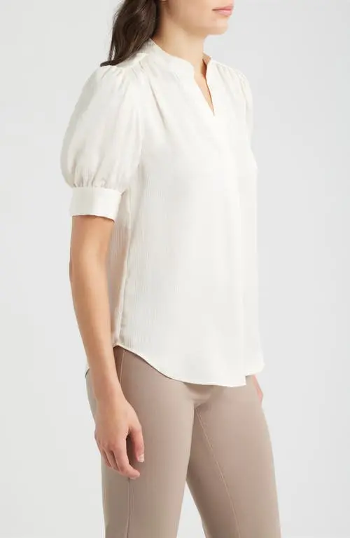 Anne Klein Puffed Sleeve Y-neck Top