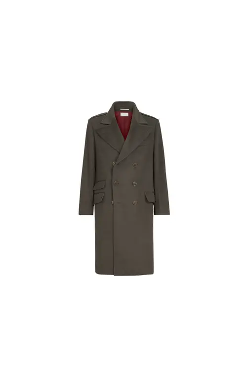 Brunello Cucinelli Lightweight Virgin Wool Cloth One-and-a Half Breasted Coat With Peak Lapels