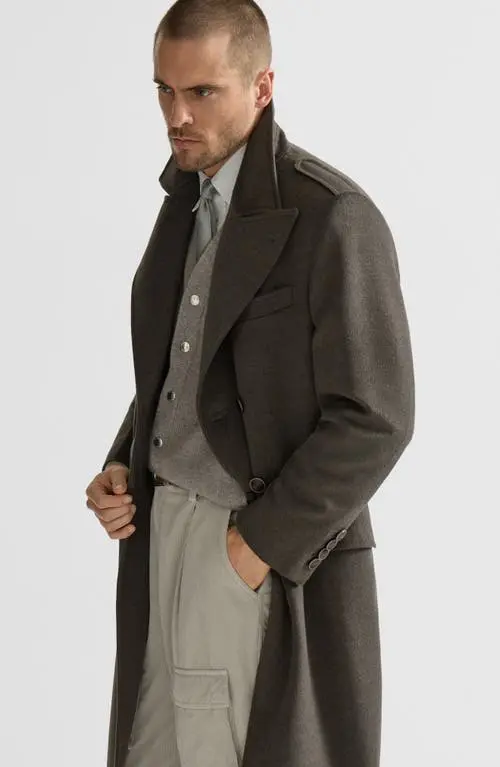 Brunello Cucinelli Lightweight Virgin Wool Cloth One-and-a Half Breasted Coat With Peak Lapels