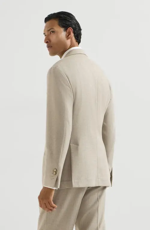 Brunello Cucinelli Mouliné Virgin Wool Twill Deconstructed Blazer With Large Peak Lapels