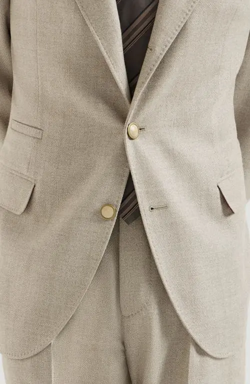 Brunello Cucinelli Mouliné Virgin Wool Twill Deconstructed Blazer With Large Peak Lapels