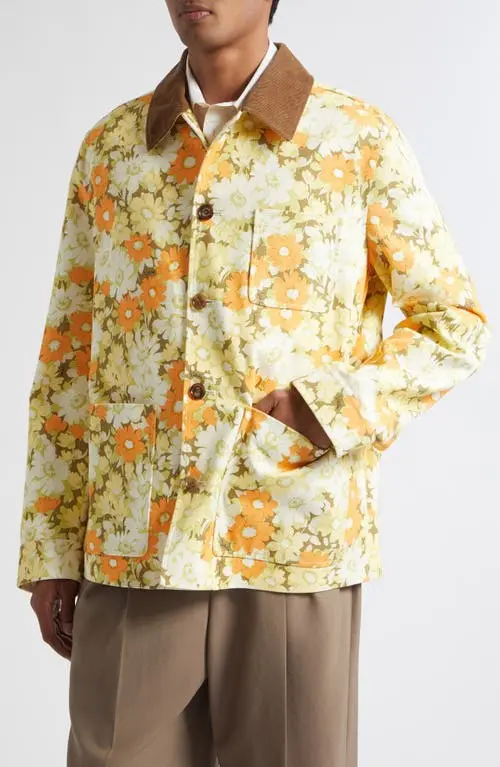 Valentino Garavani Papier Floral Print Cotton Twill Shirt Jacket