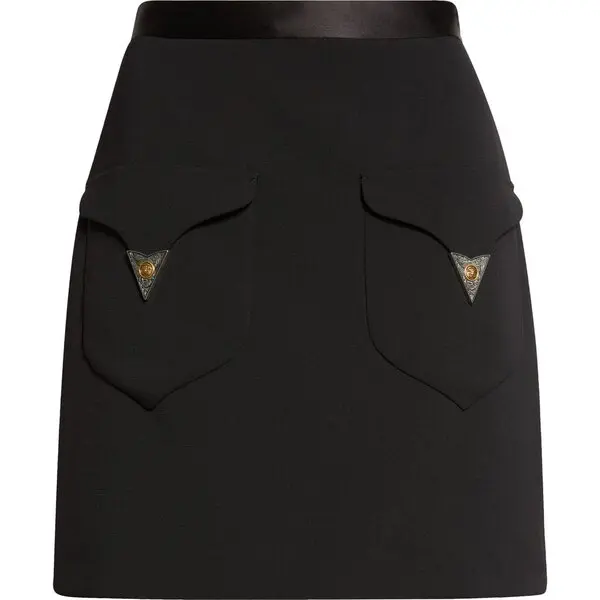 Versace Stretch Virgin Wool Miniskirt - Black
