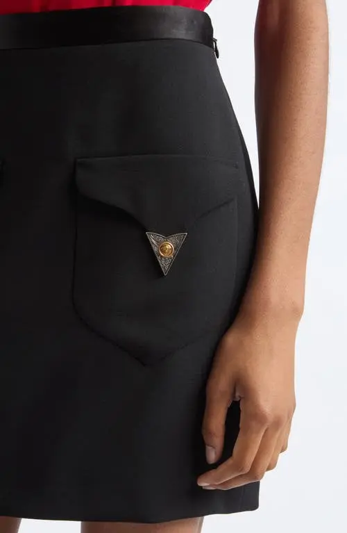 Versace Stretch Virgin Wool Mini Skirt With Medusa Filigree Embellishments
