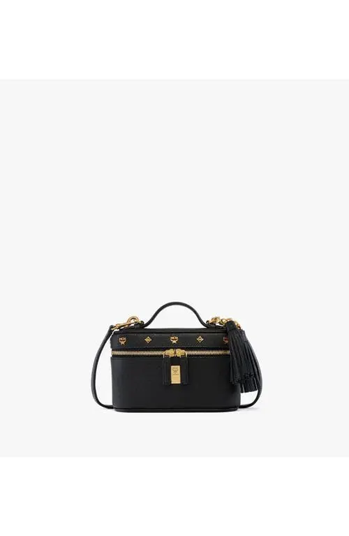 Mcm Mini Pina Vanity Case In Studded Calfskin - Black