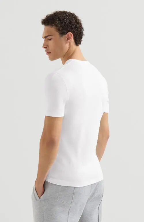 Brunello Cucinelli Stretch Cotton And Modal Ribbed Jersey Crew Neck T-shirt