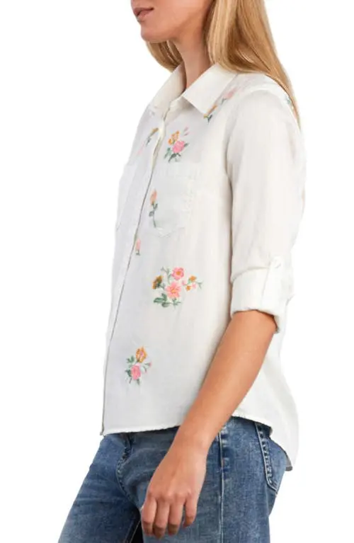 BILLY T Sunset Floral Embroidered Shirt - White Flower