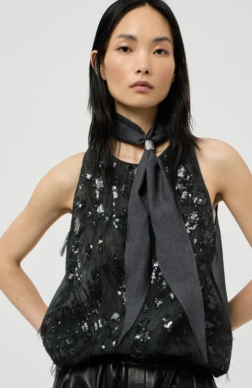 Brunello Cucinelli Embroidered Silk Top