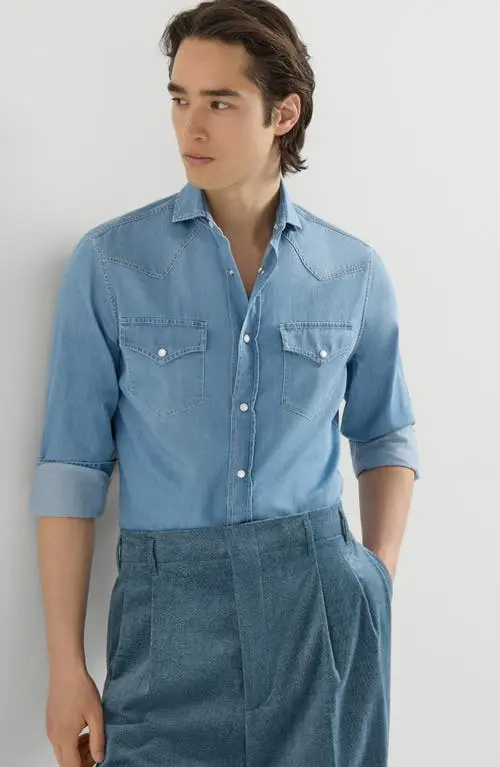 Brunello Cucinelli Lightweight Denim Western Shirt