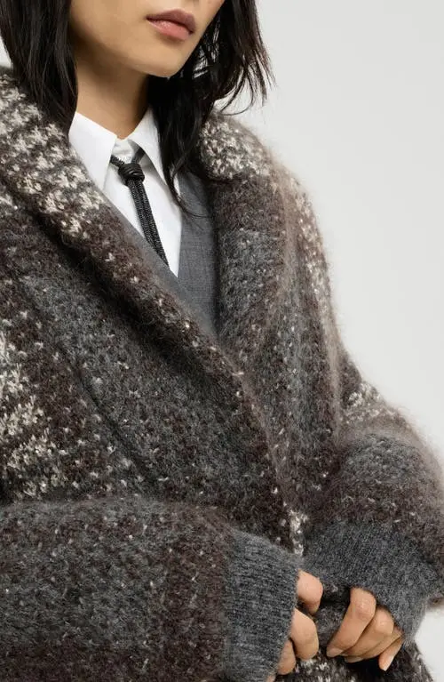 Brunello Cucinelli Tartan Double Knit Mohair Coat - Anthracite
