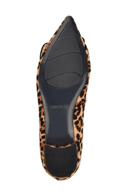 Nine West Jesike Genuine Calf Hair Flat With Buckle Detail