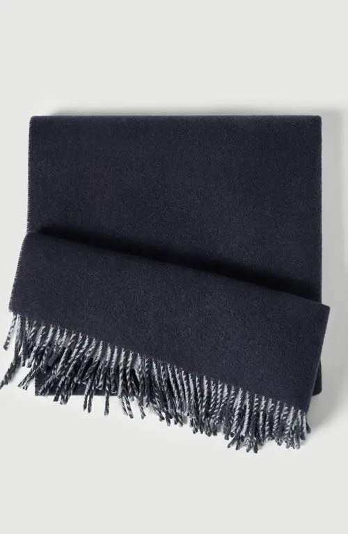 Brunello Cucinelli Wool And Cashmere Knit Scarf - Navy Blue