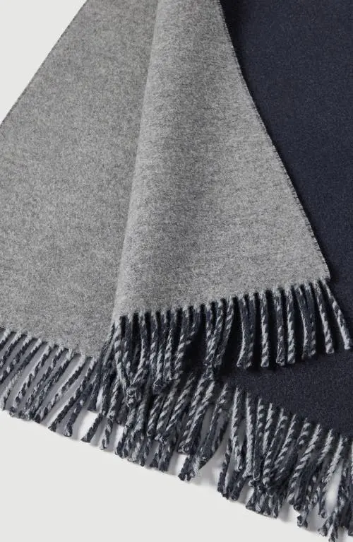 Brunello Cucinelli Wool And Cashmere Knit Scarf - Navy Blue