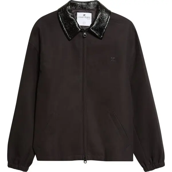 COURREGES Vinyl Collar Cotton Canvas Bomber Jacket
