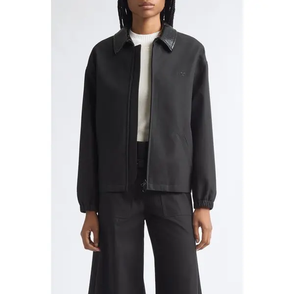 COURREGES Vinyl Collar Cotton Canvas Bomber Jacket - Black