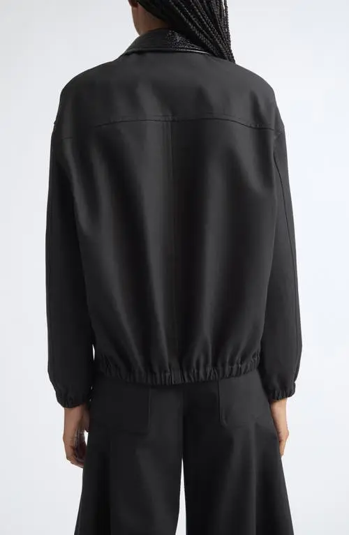 COURREGES Vinyl Collar Cotton Canvas Bomber Jacket