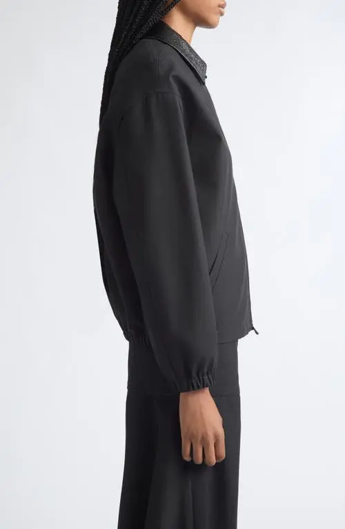 COURREGES Vinyl Collar Cotton Canvas Bomber Jacket