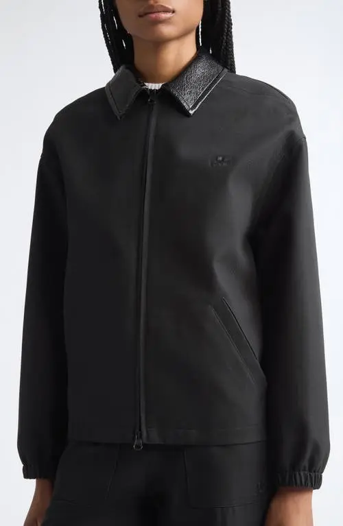 COURREGES Vinyl Collar Cotton Canvas Bomber Jacket