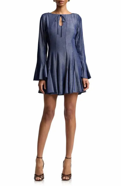 Avec Les Filles Godet Bell Sleeve Minidress - Indigo