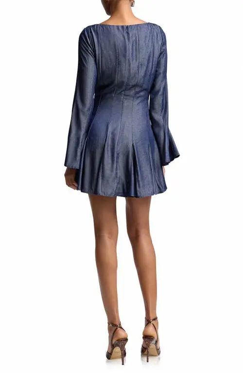 Avec Les Filles Dyed Godet Bell Sleeve Mini Dress
