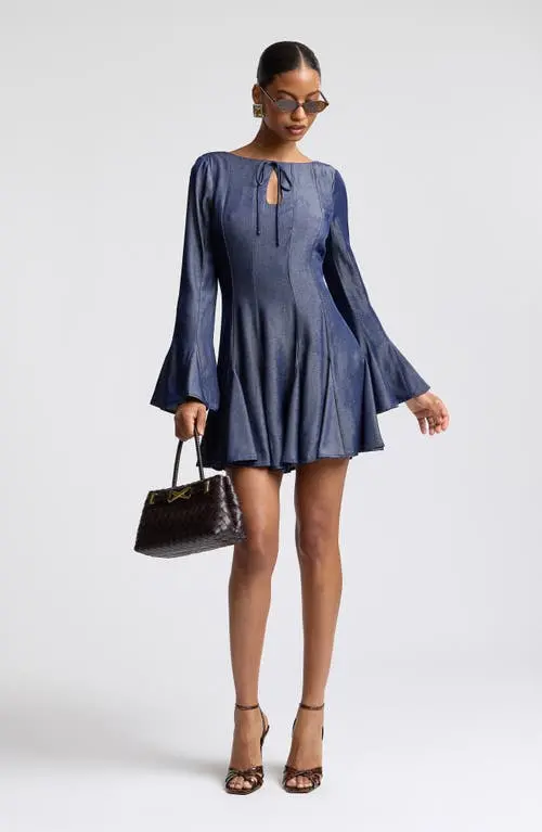 Avec Les Filles Dyed Godet Bell Sleeve Mini Dress