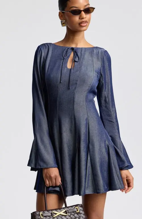 Avec Les Filles Dyed Godet Bell Sleeve Mini Dress