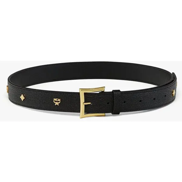 Mcm Pina Belt In Studded Leather - Black