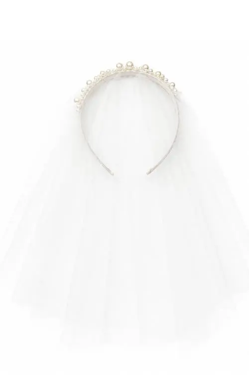 BINATA MILLINERY Grace Blusher Veil Pearly Headband - Ivory