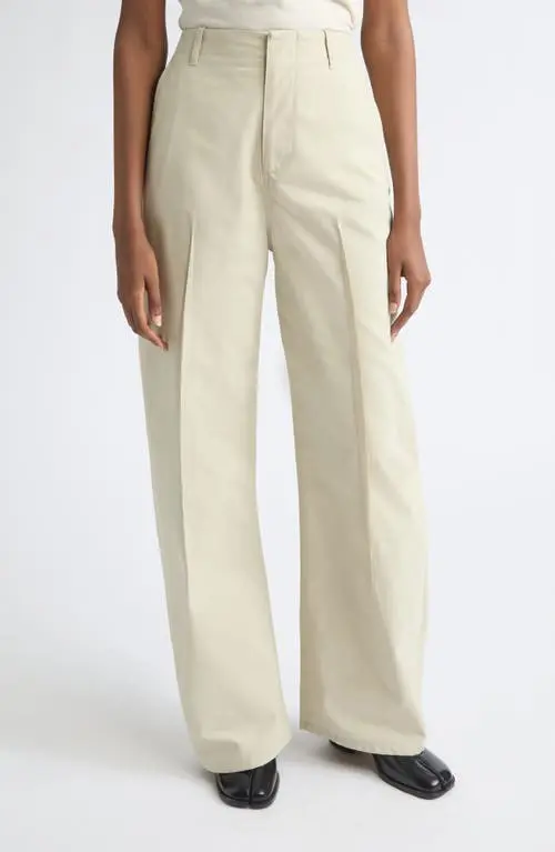 MAISON MARGIELA Wide Leg Cotton Twill Pants With Raw Edge Hem - Ecru