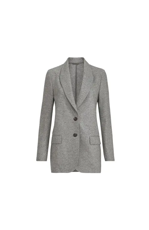 Brunello Cucinelli Cashmere Jersey Deconstructed Blazer With Monili
