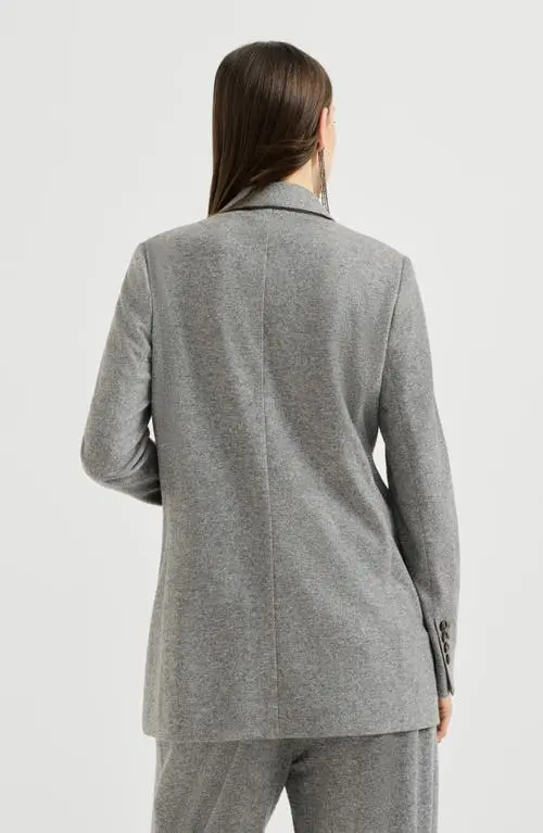Brunello Cucinelli Cashmere Jersey Deconstructed Blazer With Monili
