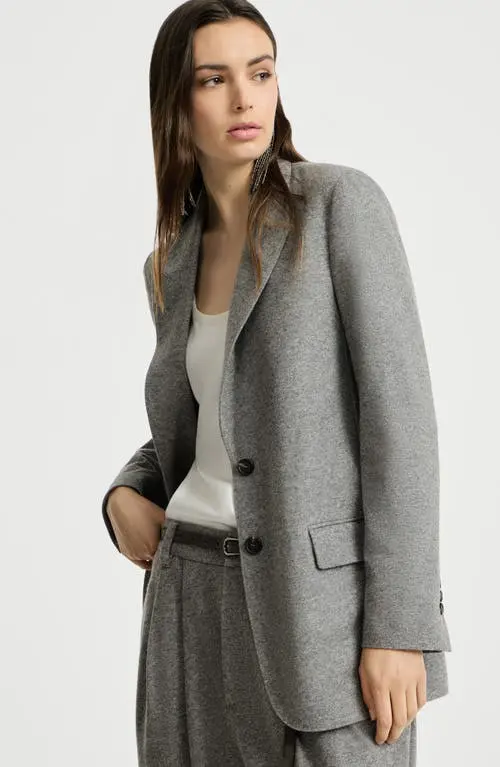 Brunello Cucinelli Cashmere Jersey Deconstructed Blazer With Monili