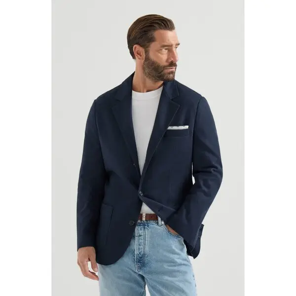 Brunello Cucinelli Cashmere Jersey Blazer With Patch Pockets