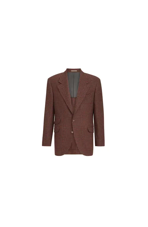 Brunello Cucinelli Cashmere Prince Of Wales Cavallo Tailor Blazer - Grey