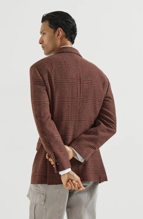 Brunello Cucinelli Cashmere Prince Of Wales Cavallo Tailor Blazer - Grey