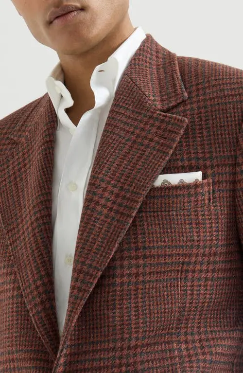 Brunello Cucinelli Cashmere Prince Of Wales Cavallo Tailor Blazer - Grey