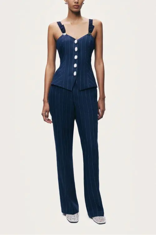 NOCTURNE Pinstripe Corset Bustier Top